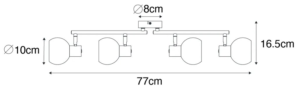 Art Deco bodové světlo zlaté se zeleným sklem 4-světlo - Vidro