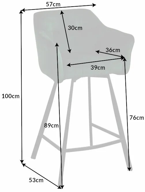 Designová barová židle s područkami Giuliana 100 cm zelený samet