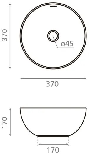 Bathco 4131 - Umyvadlo na desku BARI pr. 37 cm porcelán/bílá