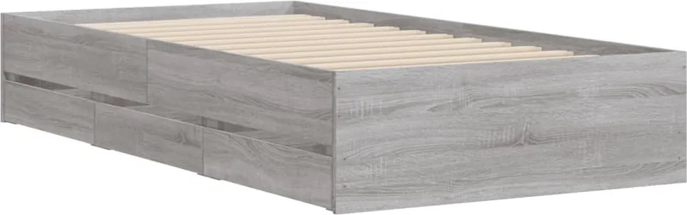 Rám postele se zásuvkami šedý sonoma 75x190 cm kompozitní dřevo 3207334