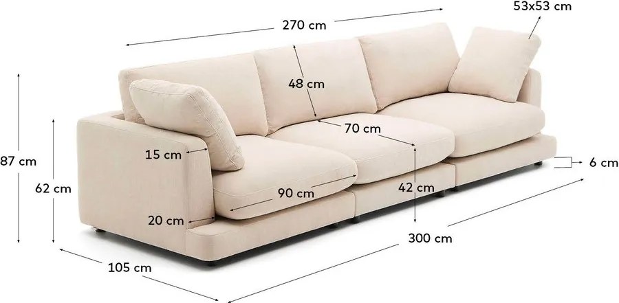 Béžová pohovka 300 cm Gala – Kave Home