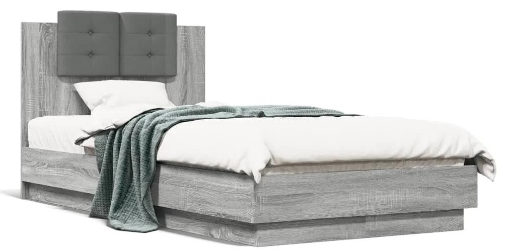 Rám postele s čelem šedý sonoma 90 x 190 cm kompozitní dřevo,  3209973