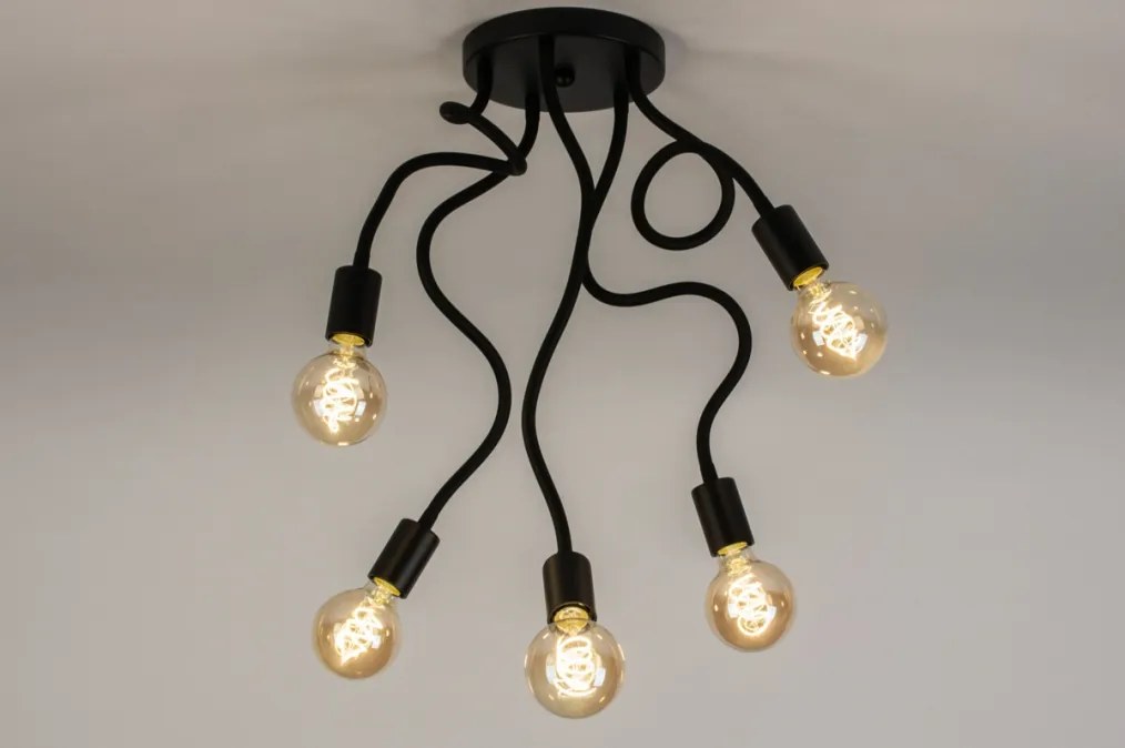 Stropní černé svítidlo Flexi Bulb 5 Black