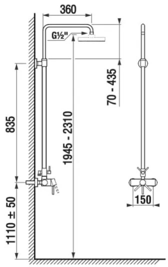 JIKA H3352770040001 - Sprchová sada s baterií LYRA lesklý chrom