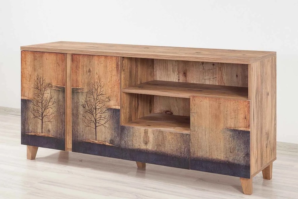 Designový TV stolek Aaralyn 160 cm borovice atlantská