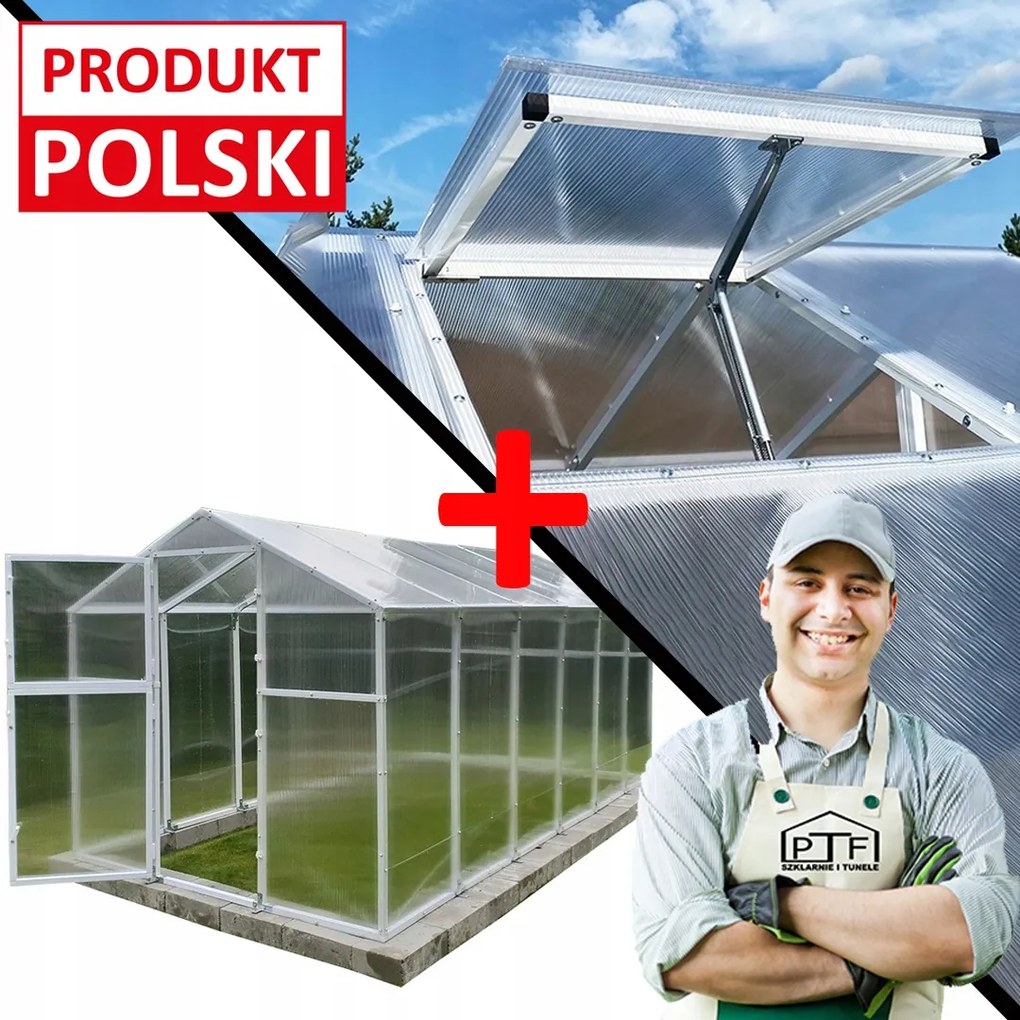 Zahradní Skleník Bílý 4,2 m2 Polykarbonátový Tunel 210X204 Okno