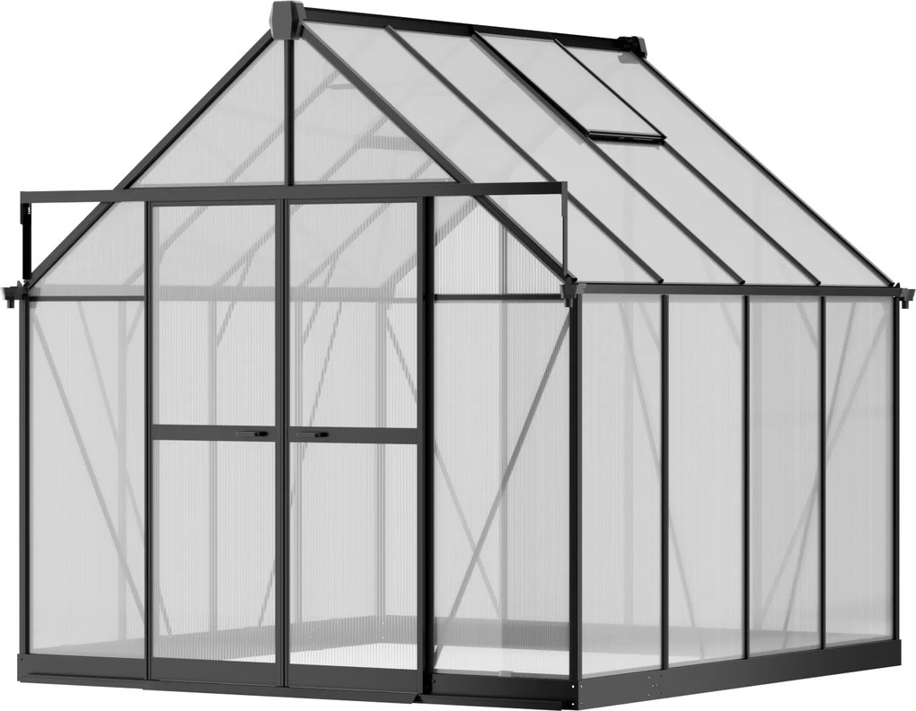 Skleník 234 x 244 x 254 cm, zesílená konstrukce, polykarbonát 6 mm