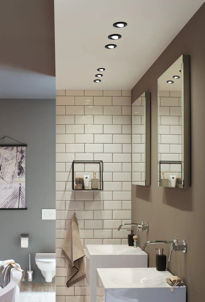 P 92461 LED vestavné svítidlo Calla výklopné IP65 kruhové 90mm 30° 6W 230V 4000K černá mat - PAULMANN