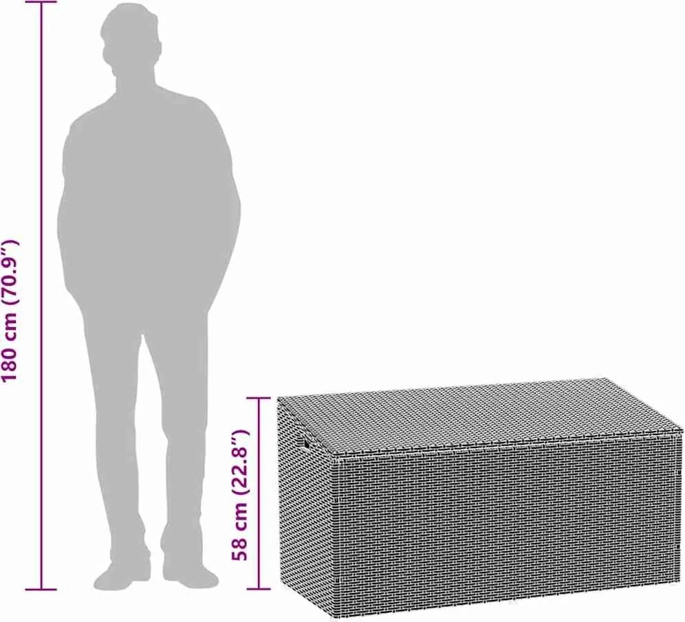 vidaXL Zahradní úložný box 110 x 50 x 58 cm polyratan [4104069] Barva: Béžová