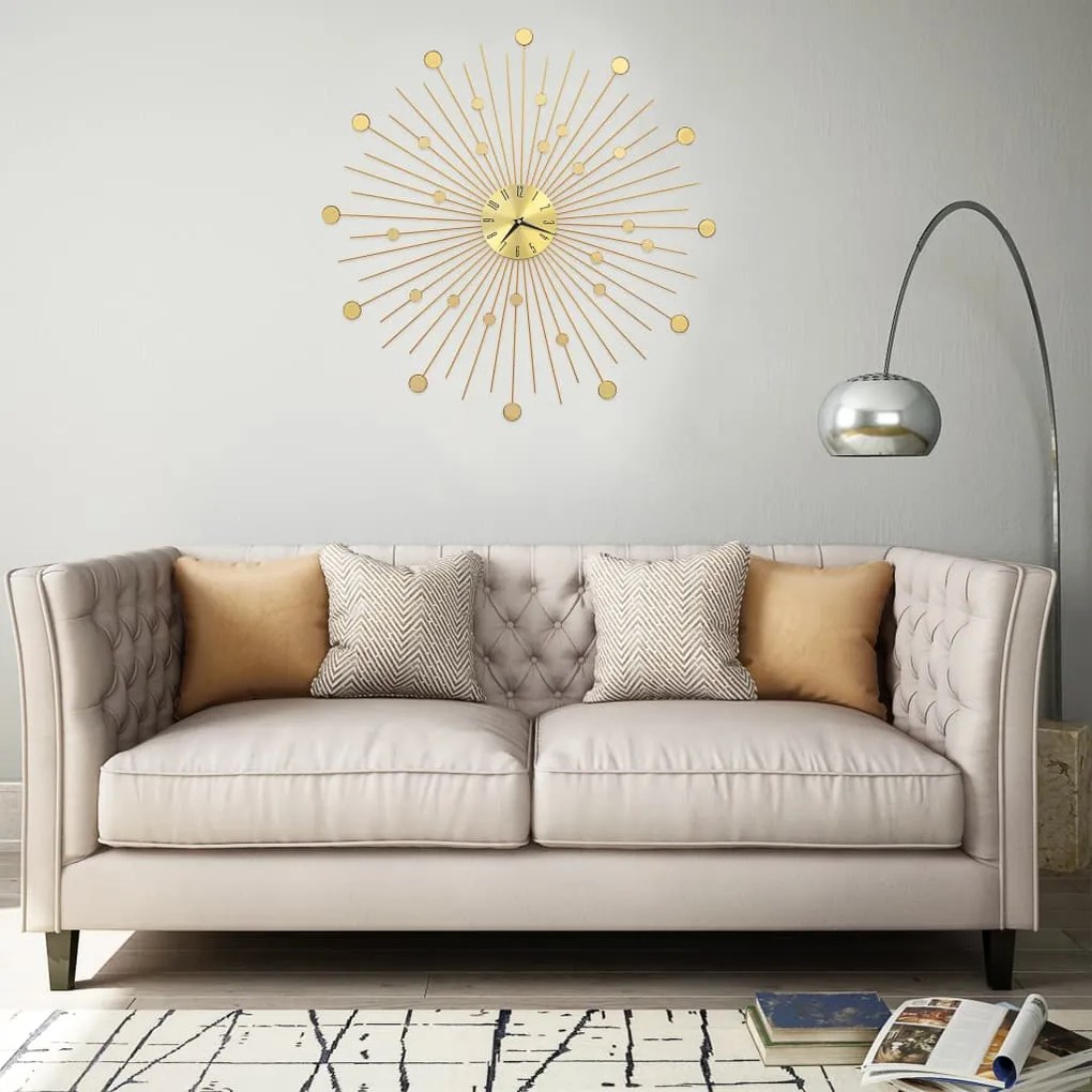 Nástěnné hodiny kovové 70 cm zlaté 283862