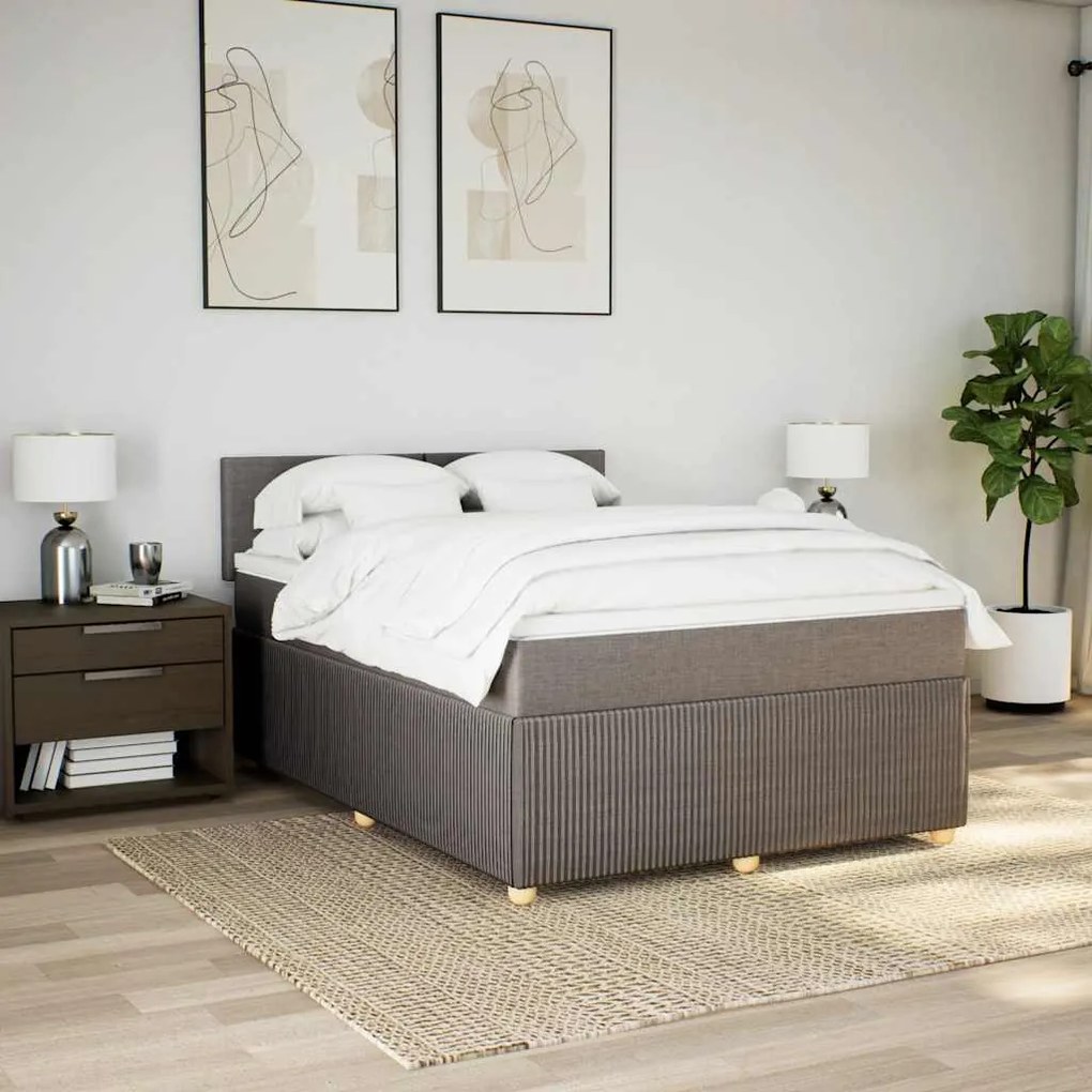 Box spring postel s matrací taupe 140x200 cm textil 3287476