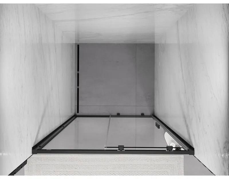 Mexen Exo, posuvné dveře do otvoru 105x200 cm, 6mm čiré sklo, černý profil, 8151-105-000-70-00