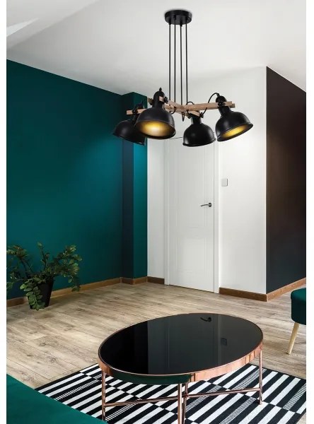 Lustr na lanku RENO 4xE27/40W/230V černá/hnědá