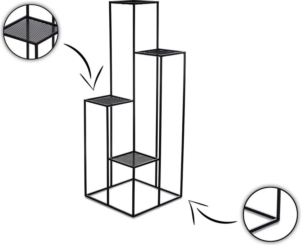 STOJAN NA KVĚTINÁČ KASKADA 110X40X40 CM ČERNÁ