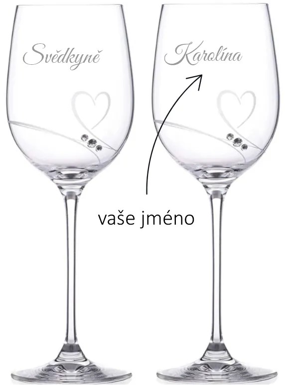 Dekorant Sklenice na víno pro svědkyni se Swarovski krystaly Romance 2KS