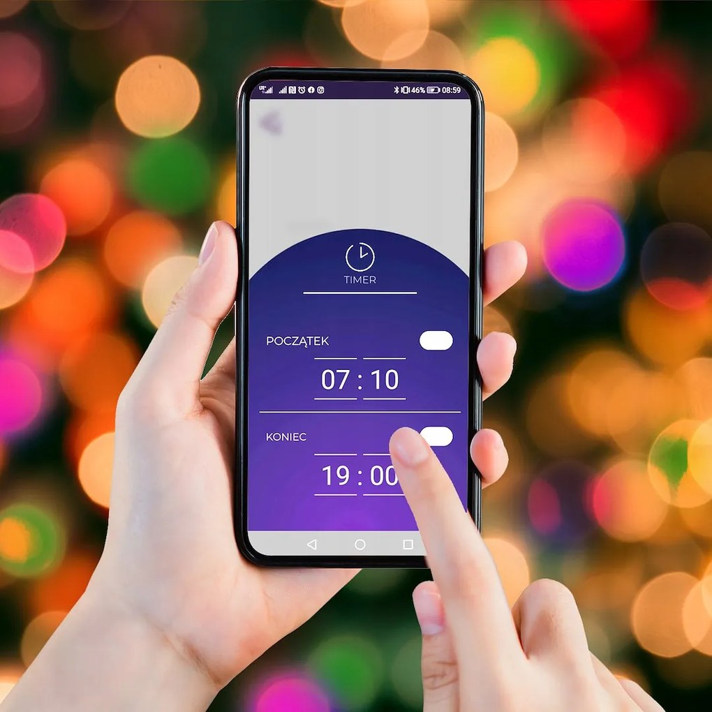 JU Světelný řetěz SMART s 200 LED, vícebarevný, napájení ze sítě, venkovní použití