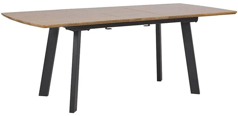 Rozkládací jídelní stůl 160/200 x 90 cm tmavé dřevo s černou SALVADOR Beliani