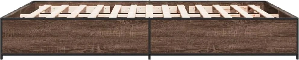 Rám postele hnědý dub 120 x 190 cm kompozitní dřevo a kov 3279866