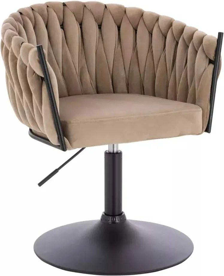 LuxuryForm DESIGN Otočná židle NORDEN VELUR na černém talíři - latte