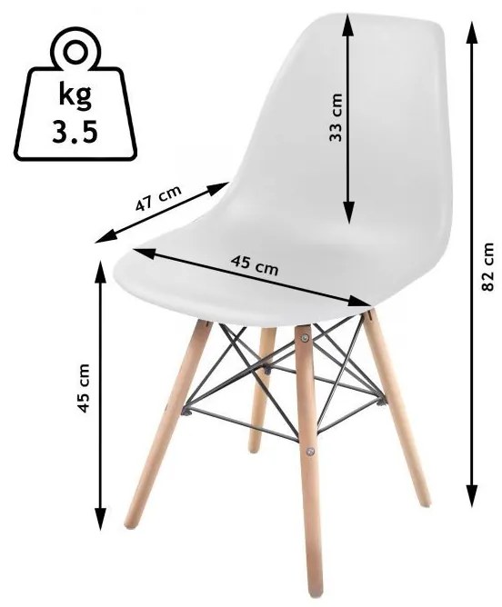 Miadomodo 80537 Miadomodo Sada 8 jídelních židlí s plastovým sedákem, bílá