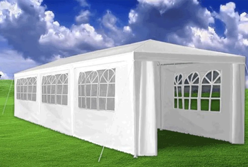 Zahradní párty stan, bílá, 3x9 m, TEKNO NEW TYP 3 + 8 bočních stran