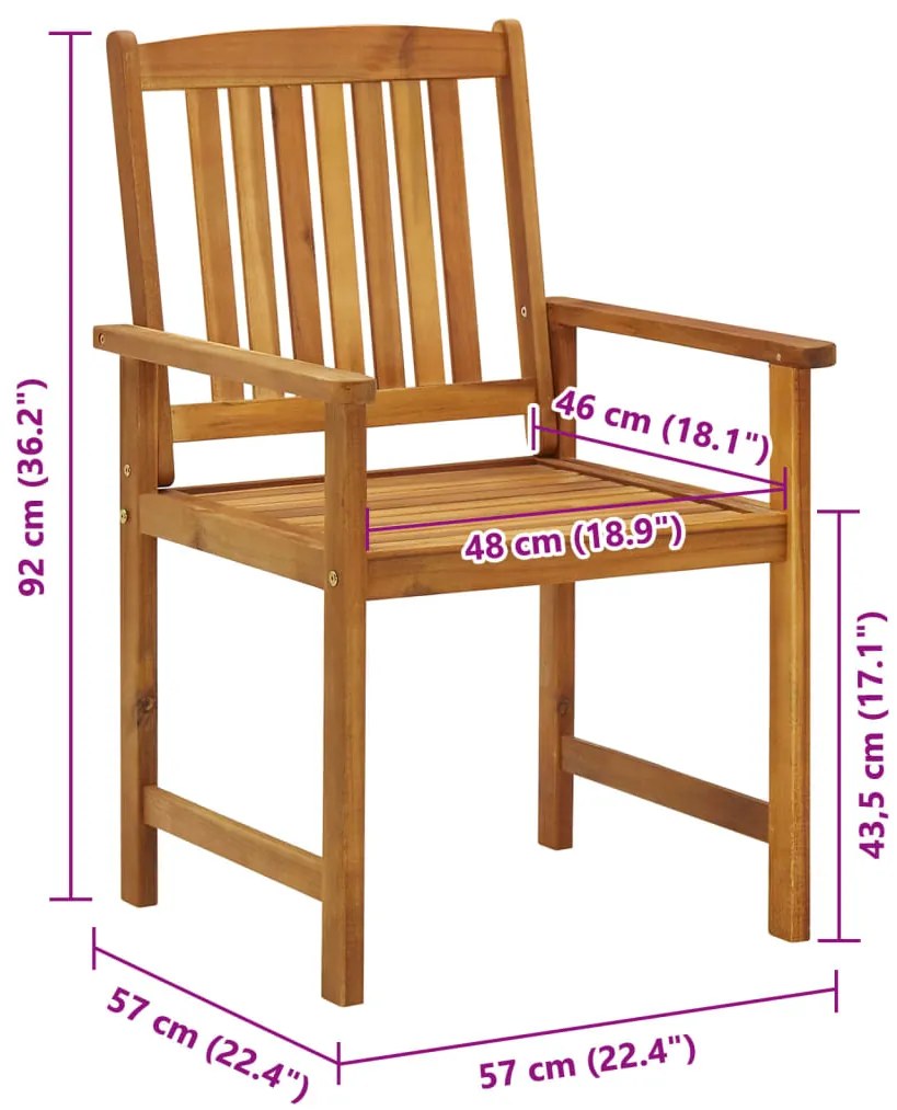 Zahradní Židle 6 Ks Masivní Akáciové Dřevo