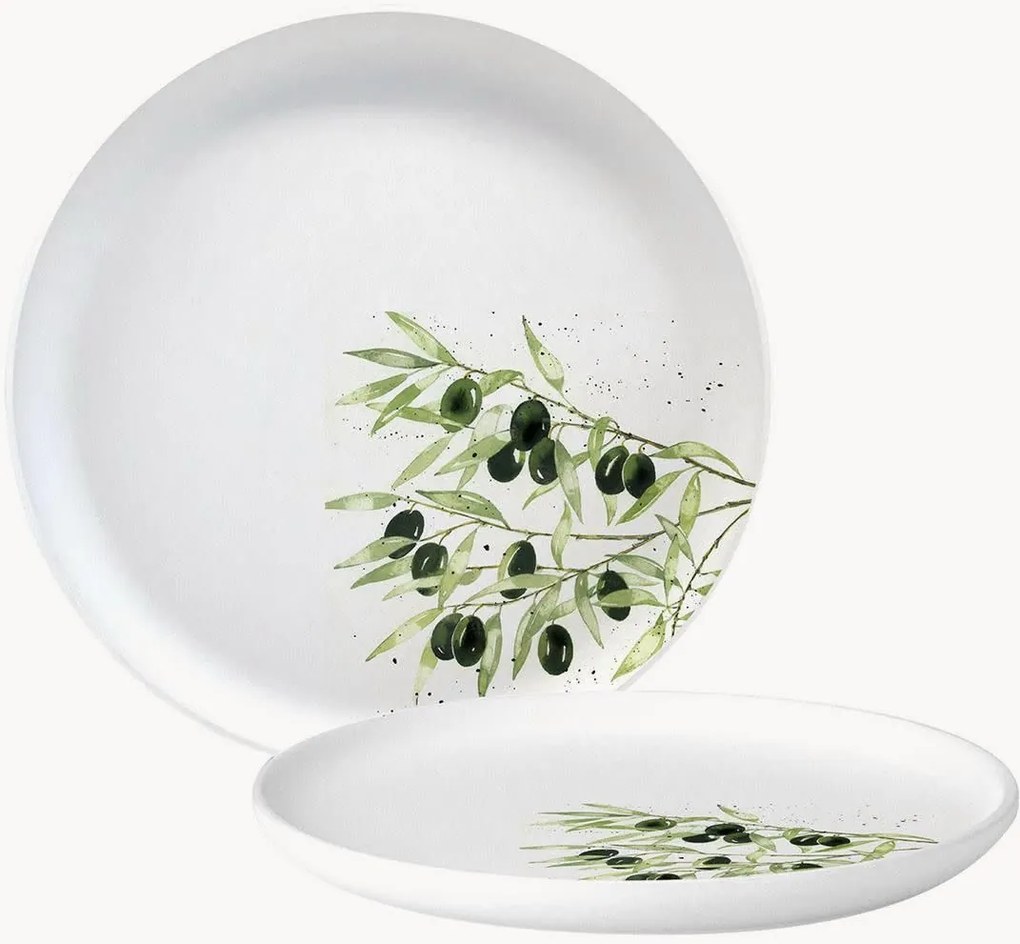Mělký talíř z kostního porcelánu New Bone China Olives