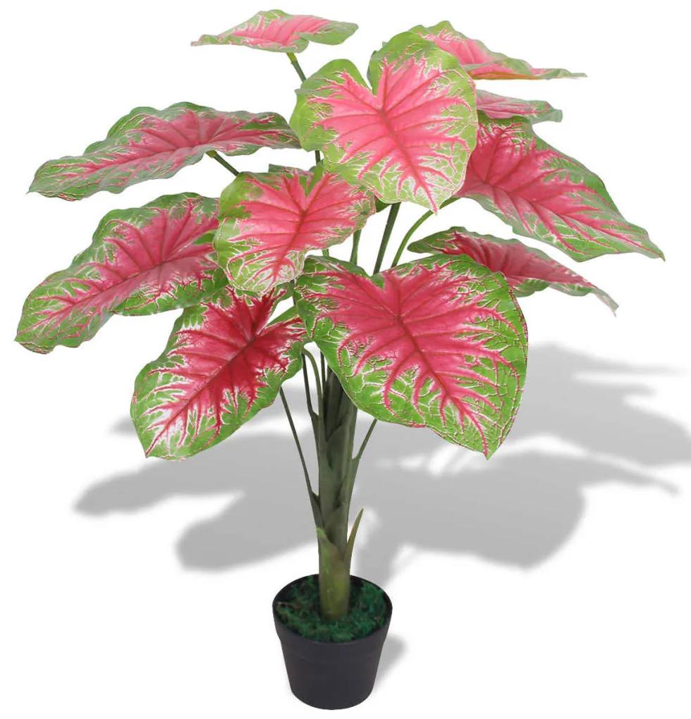 Umělá rostlina kaládium s květináčem 85 cm zelená a červená - Default Title