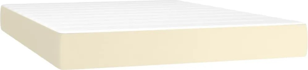 Box spring postel s matrací a LED krémová 140x190 cm umělá kůže 3139381
