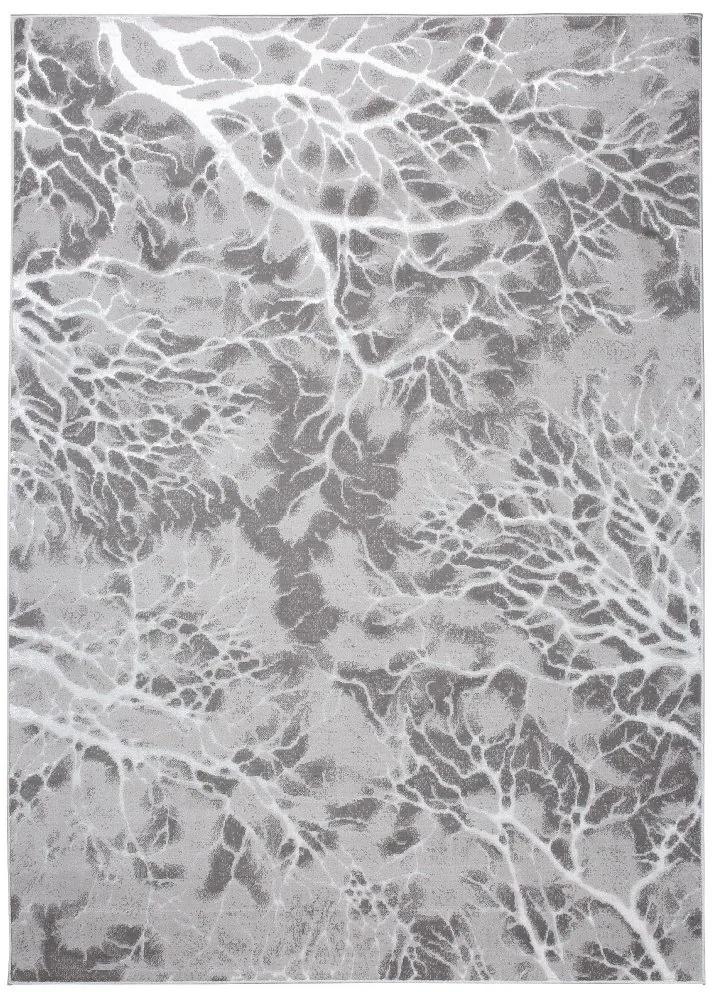 Jednoduchý moderní koberec v šedé barvě s bílým motivem Šířka: 140 cm | Délka: 200 cm