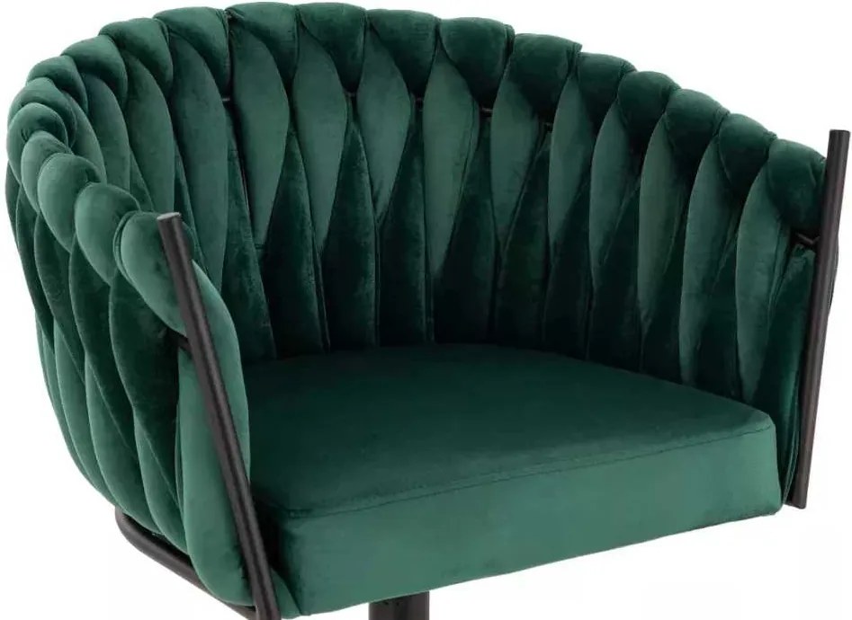 LuxuryForm DESIGN Otočná židle NORDEN VELUR na černé podstavě s kolečky - zelená