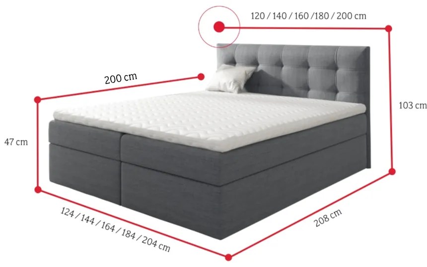 Čalouněná postel boxspring TOP 1, 160x200, madryt 120