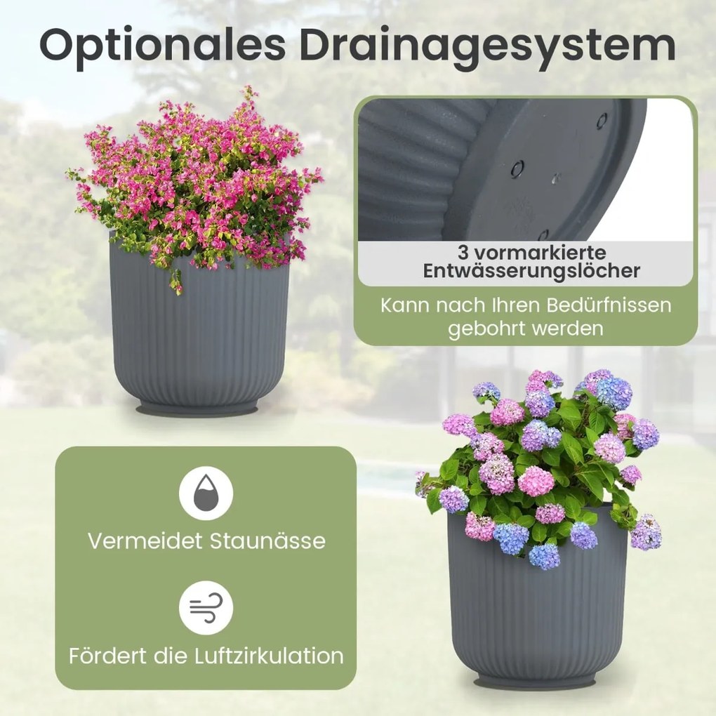 Costway 2 Osazuje květináče s drenážními otvory Dekorativní květináče