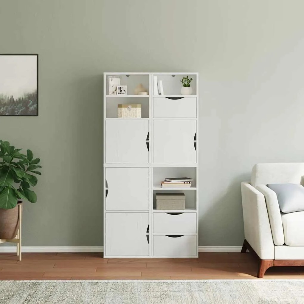 Boční skříňky 4 ks "ODDA" Bílá 40x24x79 cm Borovicový masiv 3365351