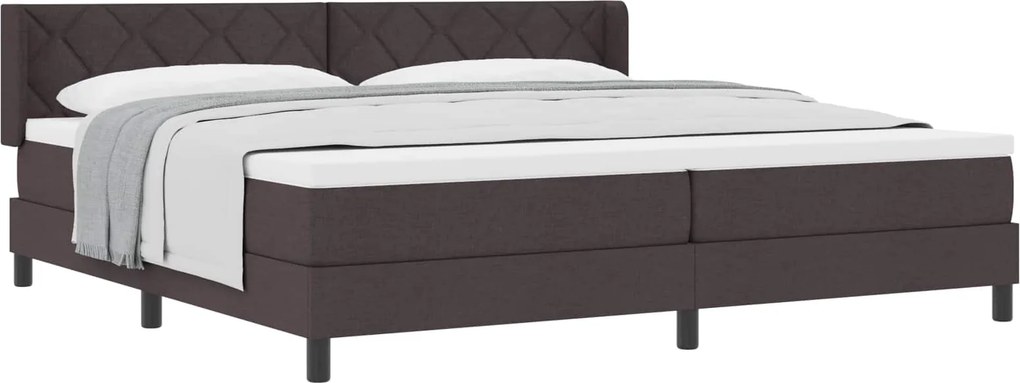 Postel s boxspringem s čelo Tmavě hnědá 200 x 200 cm textil 3341191