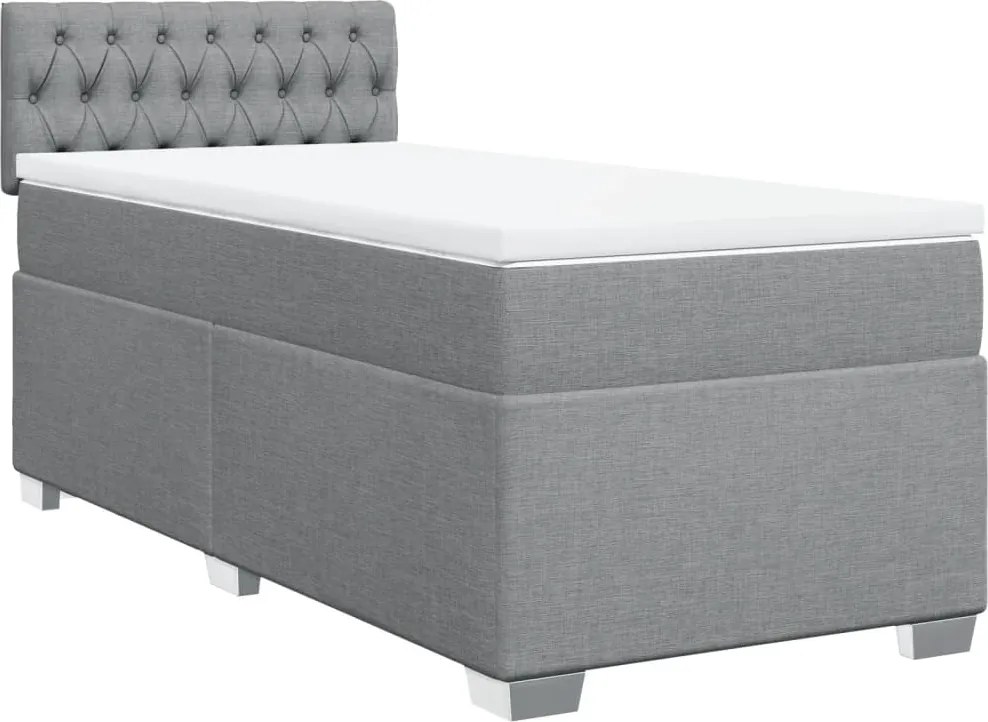 Box spring postel s matrací světle šedý 100 x 200 cm textil 3288106