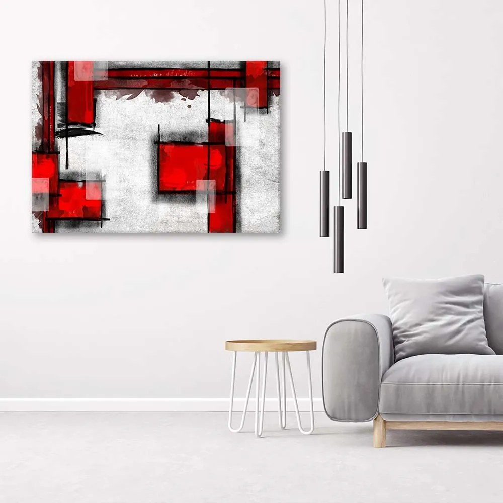 Gario Obraz na plátně Geometrická abstrakce v červené barvě Rozměry: 60 x 40 cm