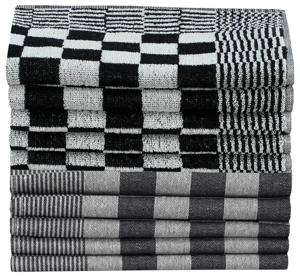 Kuchyňské utěrky 20 ks černé a bílé bavlna,  136292