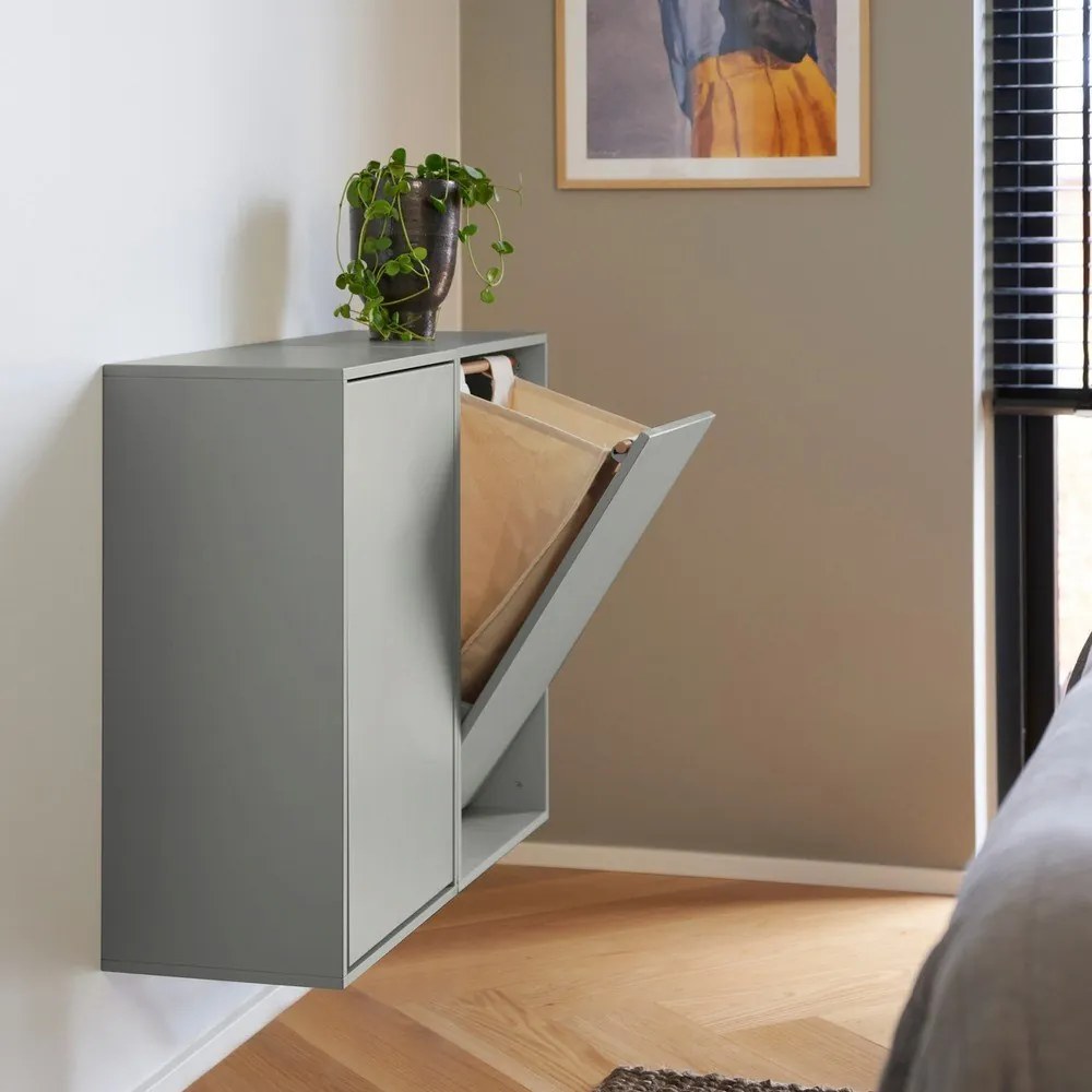 Šedomodrý nástěnný koš na prádlo Laundry Box – ReCollector