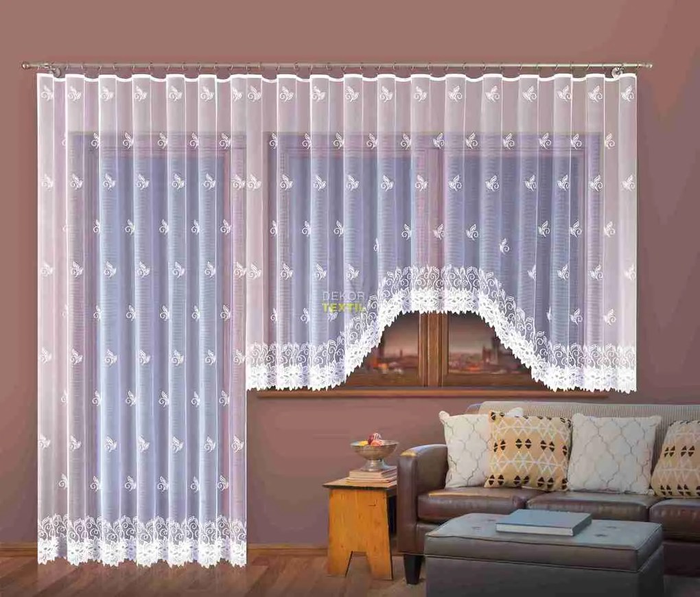 Hotová záclona - Liliana, bílá  200x250 balkonový díl