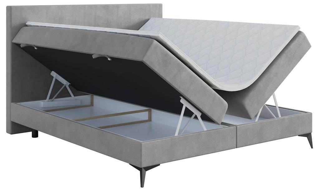 Kontinentální postel 180 cm Ricky (šedá) (s matrací a úl. prostorem). 1043440