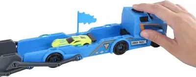 Auto tahač s vystřelovací dráhou / Herní set / 2 autíčka + doplňky / o