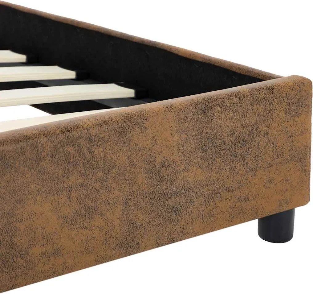 Rám postele hnědý umělá broušená kůže 120 x 200 cm 284890