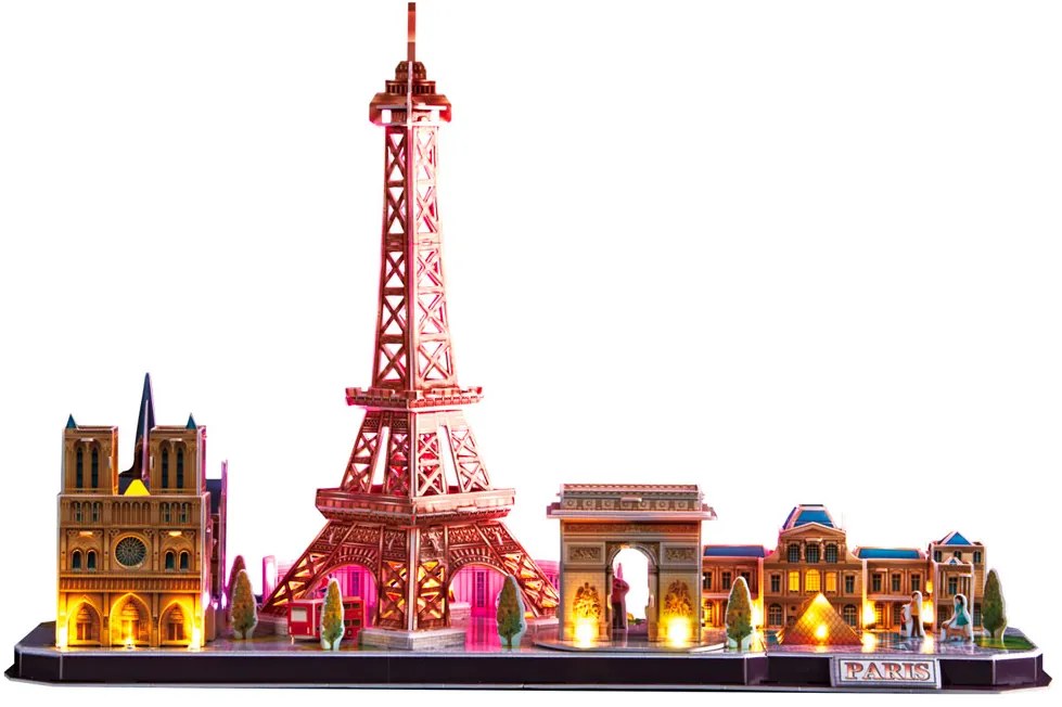 CubicFun - Puzzle 3D Pařížs s LED světlem - 115 dílků