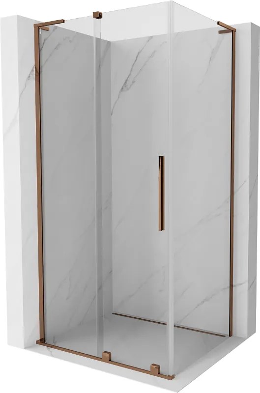 Mexen Velar L, sprchový kout s posuvnými dveřmi 100 x 70 cm, 8mm čiré sklo, růžové zlato, 871-100-070-03-60