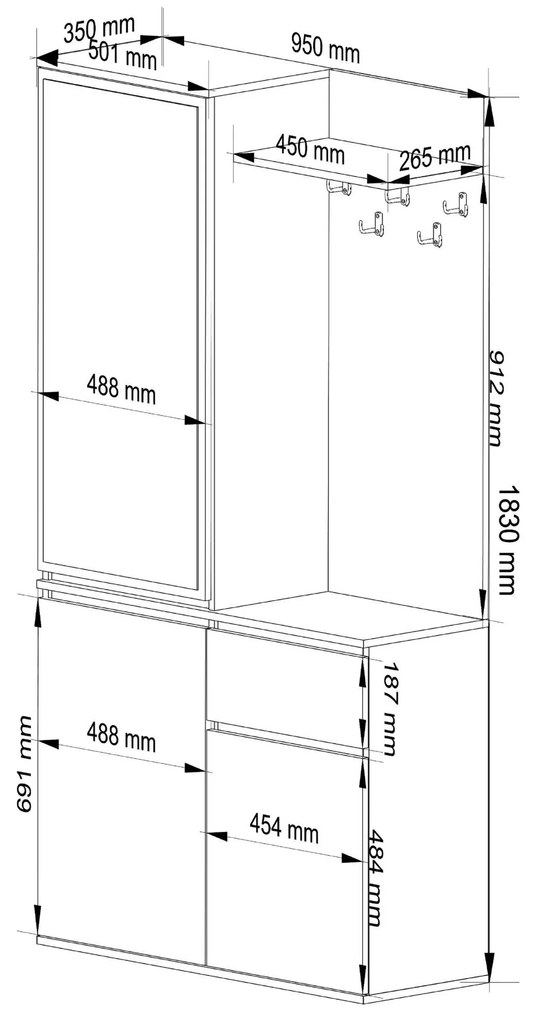 Předsíňová stěna Entro - výběr z 4 provedení