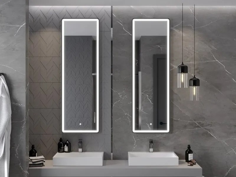 Mexen Coro koupelnové zrcadlo podsvícené 50 x 150 cm, LED 6000K, protimlhové, černý rám - 9817-050-150-611-70
