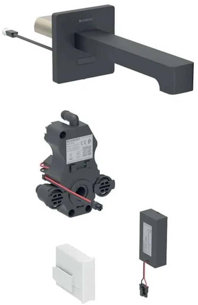 Geberit Brenta - Elektronický umyvadlový ventil pod omítku, bateriové napájení, easy to clean, matná černá 116.293.14.1
