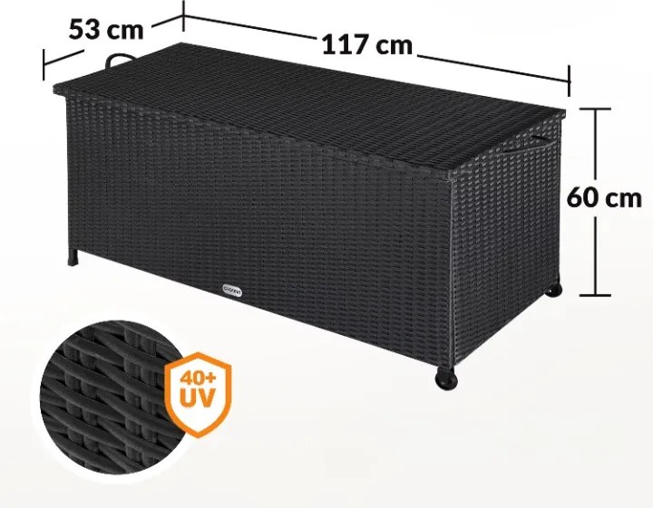 Deuba Úložný box s kolečky 370 L - černý