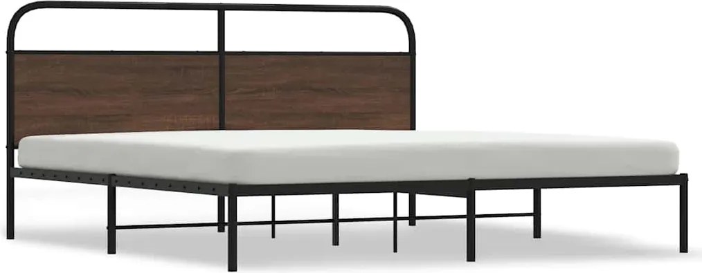 Kovový rám postele bez matrace hnědý dub 200 x 200 cm 3318659